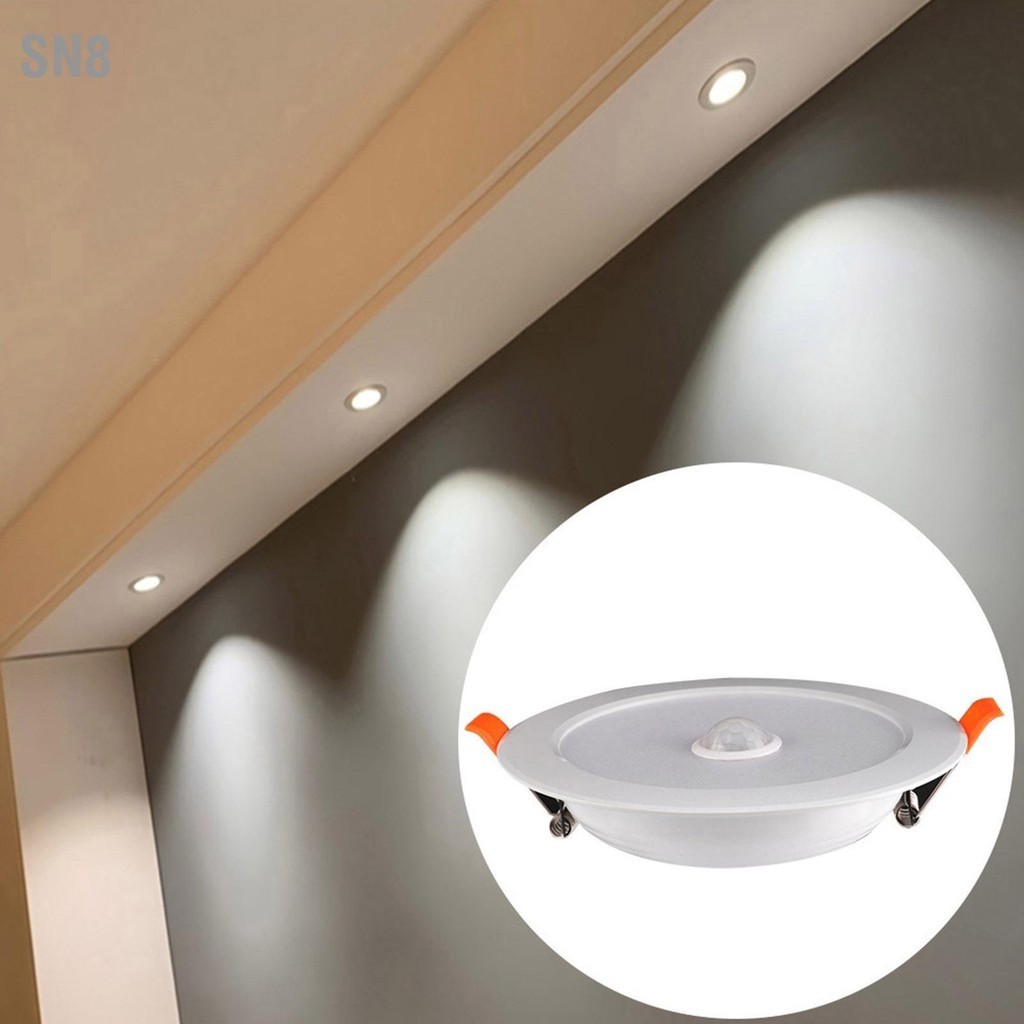 SN8 12W AC85-265V LED โคมไฟเพดานดาวน์ไลท์ร่างกายมนุษย์ เซนเซอร์ โคมไฟ ...