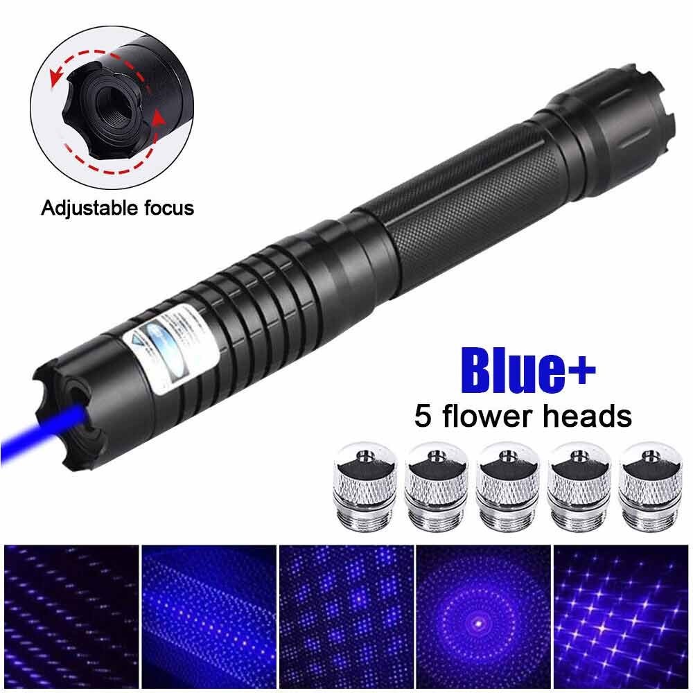 High Power Burning Blue Laser Pointer Pen Visible Beam Dot Light Torch ...