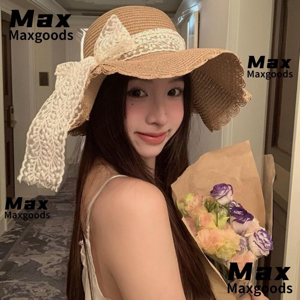 Maxg หมวกฟาง กันแดด ระบายอากาศ เบา และบาง แฟชั่นชายหาด | Shopee Thailand