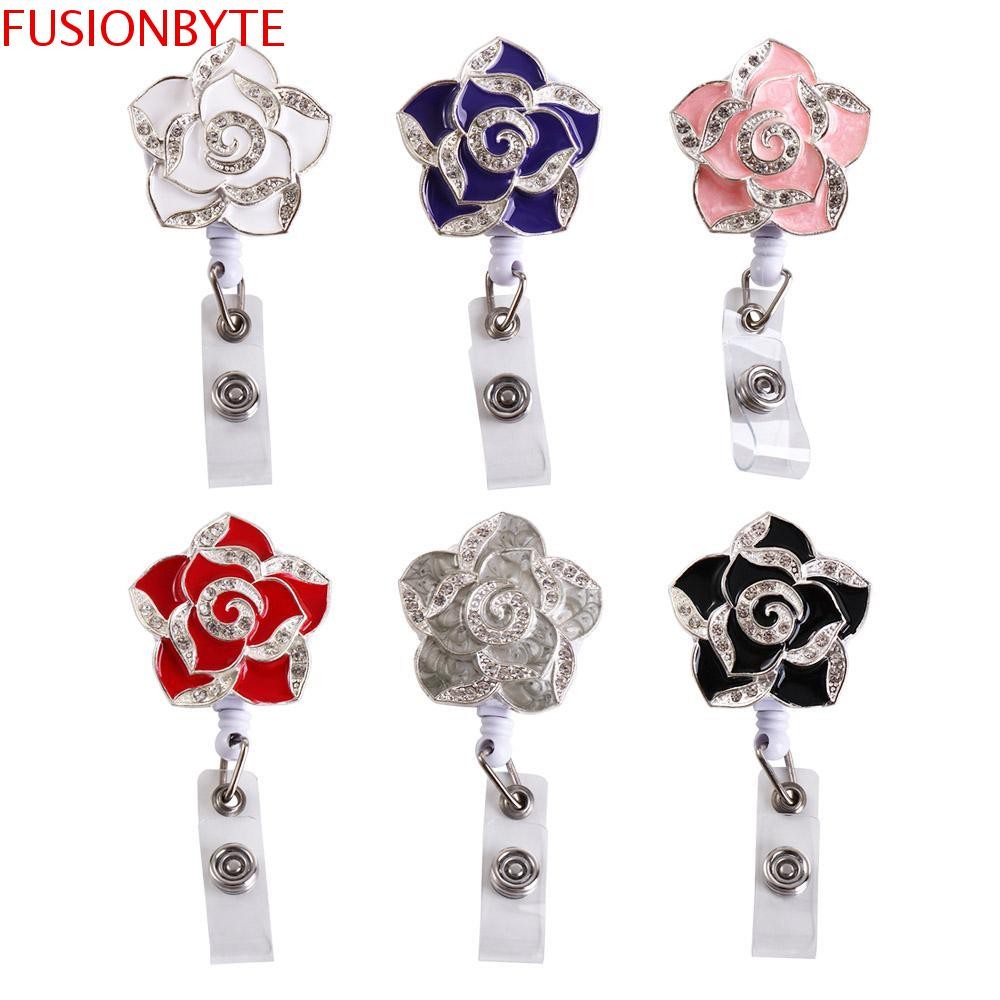 Fusionbyte รอกตราหด 360° หมุนนักเรียนบัตรประจําตัวป้ายคลิปดอกกุหลาบชื่อผู้ถือบัตรชื่อแท็กเพชรตรา ...