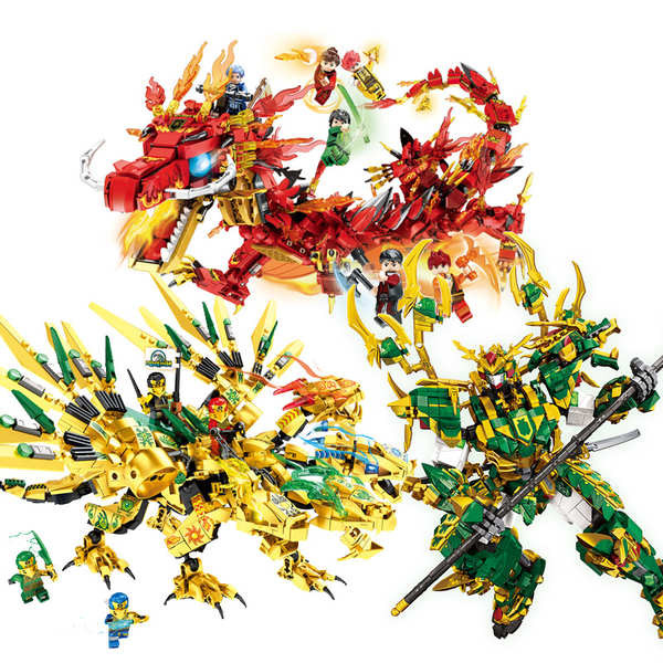 lego lego ninjago ใหม่ Phantom Ninja Building Blocks Golden Four-Headed ...
