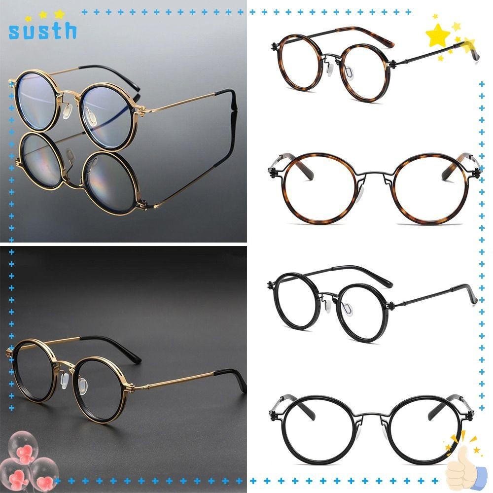 Susth แว่นตาอ่านหนังสือ โลหะ ทรงกลม ป้องกันแสงสีฟ้า แบบพกพา สําหรับ ...