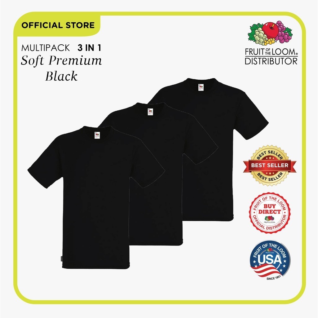 Fruit of The Loom Multipack Soft Premium Black | Shopee Thailand