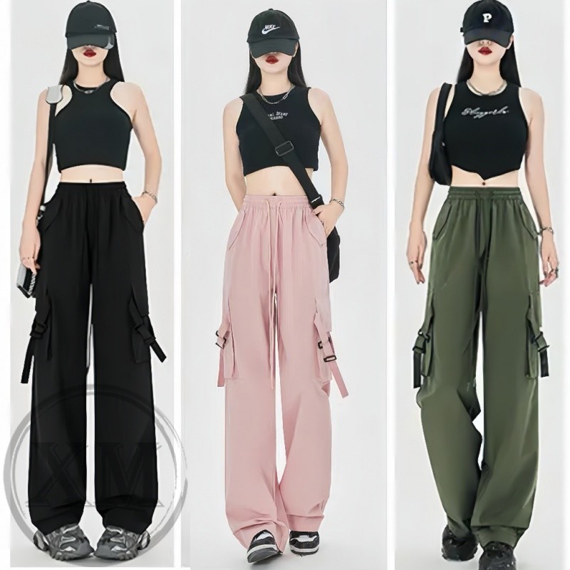 Y2k กางเกงคาร์โก้ เอวสูง สไตล์อเมริกันวินเทจ 2024 XM outlets | Shopee ...