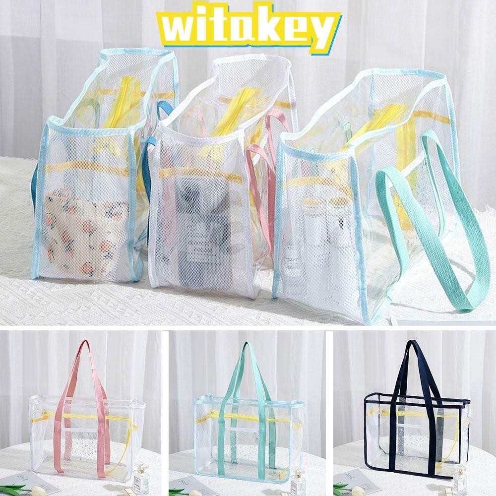 Witakey กระเป๋าถือ PVC ใส ประดับเลื่อม รูปดาวห้าแฉก ความจุขนาดใหญ่ สะดวก ใช้ซ้ําได้ เหมาะกับชาย ...