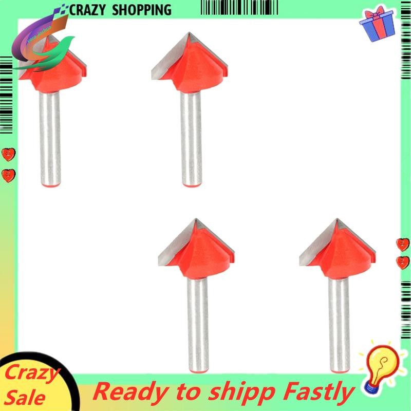 4x CNC แกะสลัก V Groove Bit 3D Bits Router แกะสลักเครื่องตัดเครื่องมือ ...