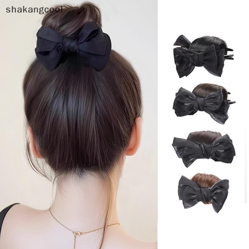 Sgl Bowknot False Hair Meatball Head หญิง Gripper คลิปเพิ่ม Fluffness ...