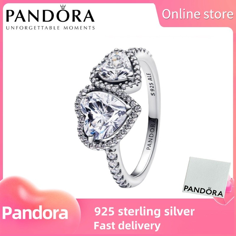 100% ของแท้ เงินสเตอร์ลิง S925 PANDORA [ 193659 C01] แหวนหัวใจรัศมี ...