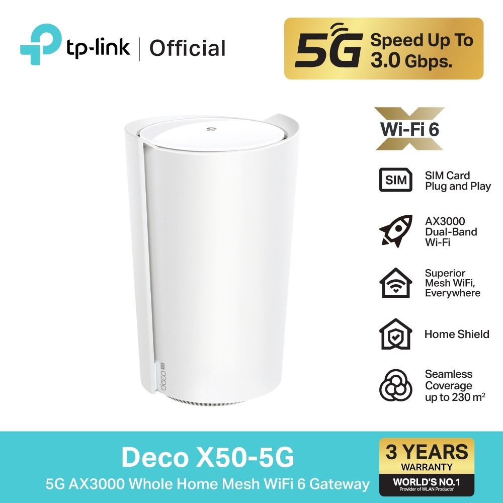 TP-Link Deco X50-5G ใหม่! เราเตอร์ใส่ซิม 5G AX3000 Whole Home Mesh WiFi 6 Gateway เพียงใส่ SIM ...