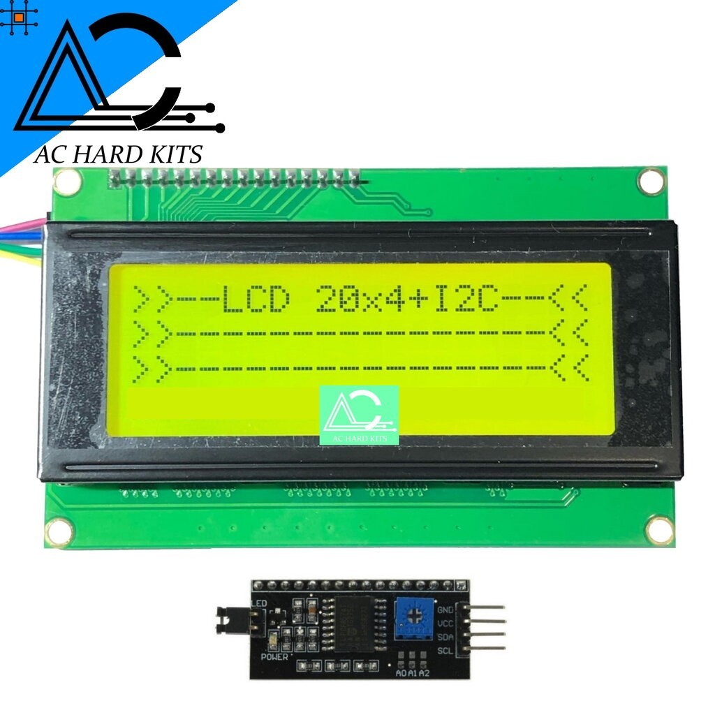2004 1602 0802 LCD I2C Interface with backlight Blue / Yellow Screen ...