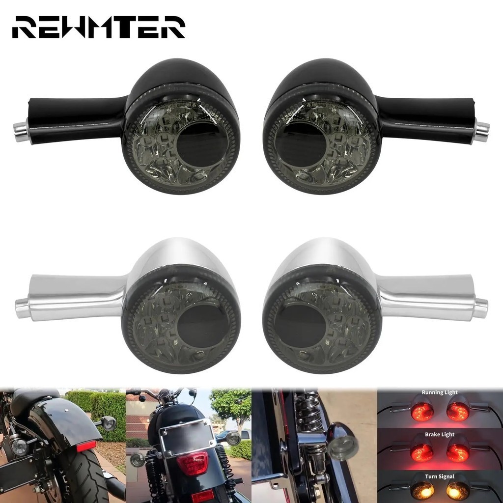 RW Motorcycle Rear Turn Signals Indicators LED Brake Lights For Harley ...