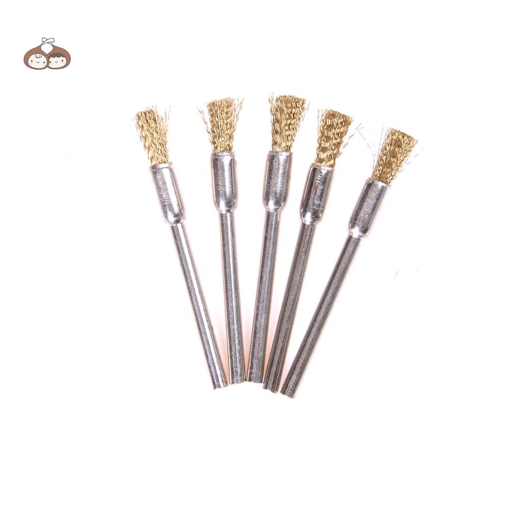 Bef 5 ชิ้น 3 มิลลิเมตร * 5 มิลลิเมตร Shank ขัดลวดทองเหลืองล้อแปรงโรตารี ...