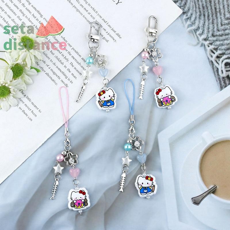 [Setad] Kawaii Hello Kitty พวงกุญแจ Sanrio KT แมวสายโทรศัพท์ Lanyard ...