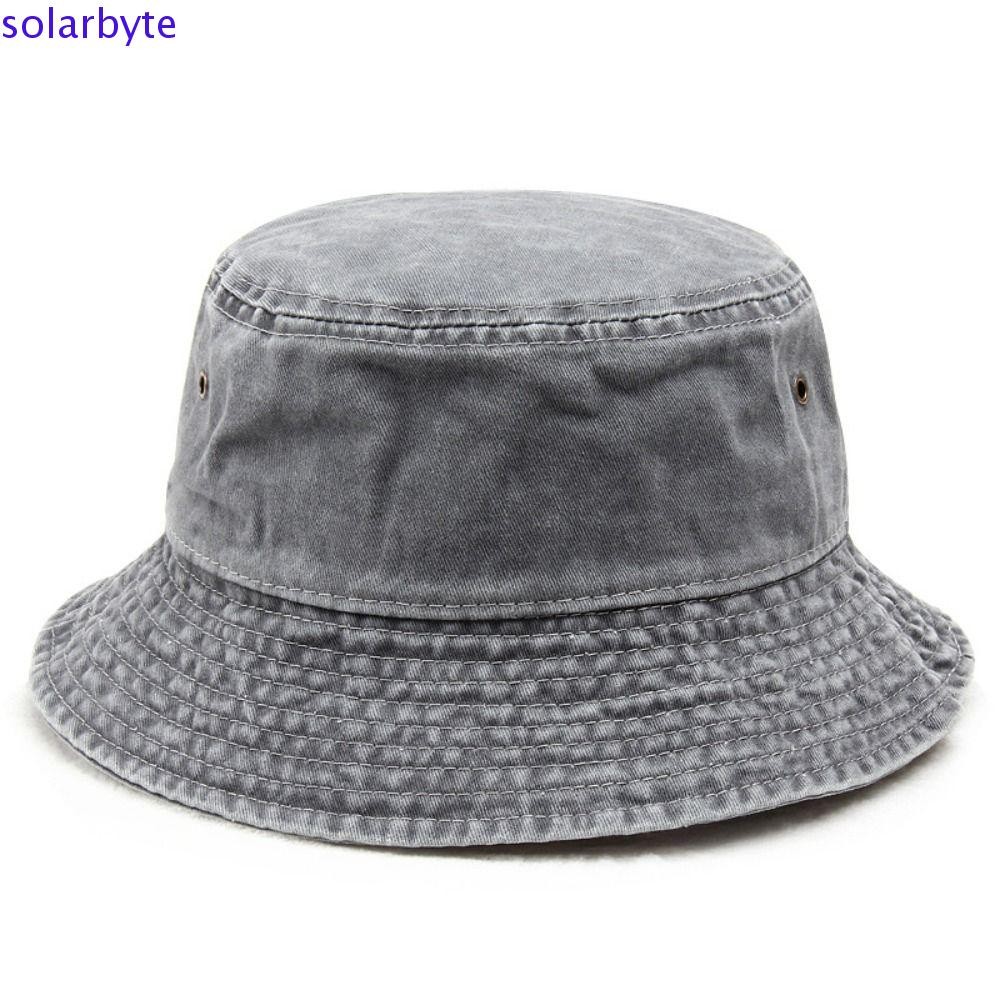 Solarbyte ล้าง Denim Bucket Cap, สีทึบ Big Brim Sunshade Bucket หมวก, สไตล์เกาหลีเดินป่า Travel ...