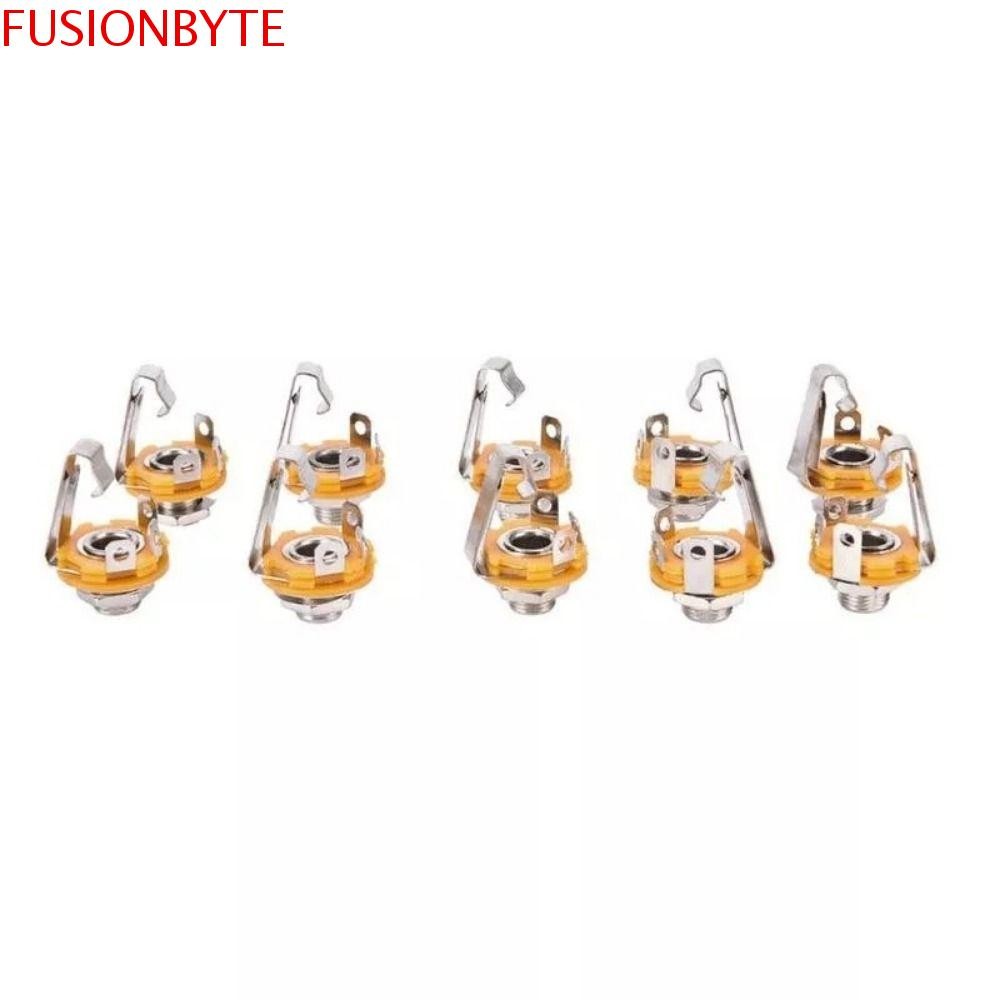 Fusionbyte 10 ชิ้นกีตาร์ Mono Jack Socket, Chrome Nut 1/4 "(6.35 มม.) กีตาร์ไฟฟ้าแจ็ค, เครื่อง ...