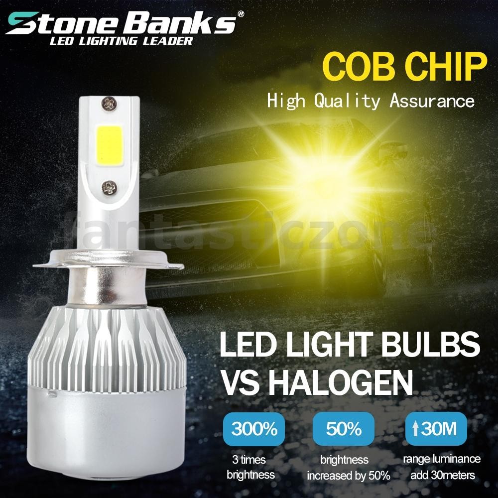 Fantasticzone หลอดไฟหน้ารถยนต์ LED C6 H7 H1 H4 H7 H11 9005 9006 3000K 72W 12V 24V 7600LM IP67 ...