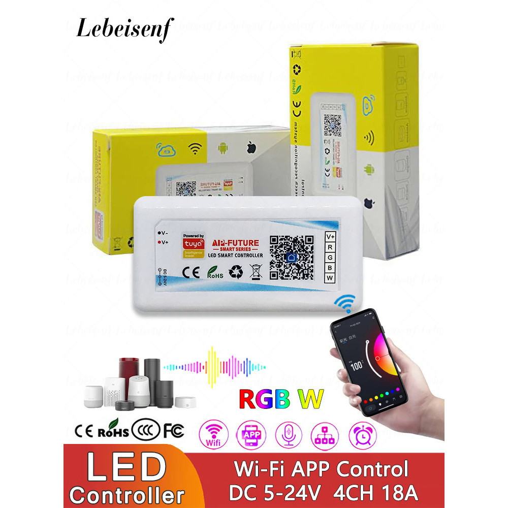 ใหม่ RGBW 4CH 18A LED Dimmer Controller Google Alexa AI Voice Timing ...