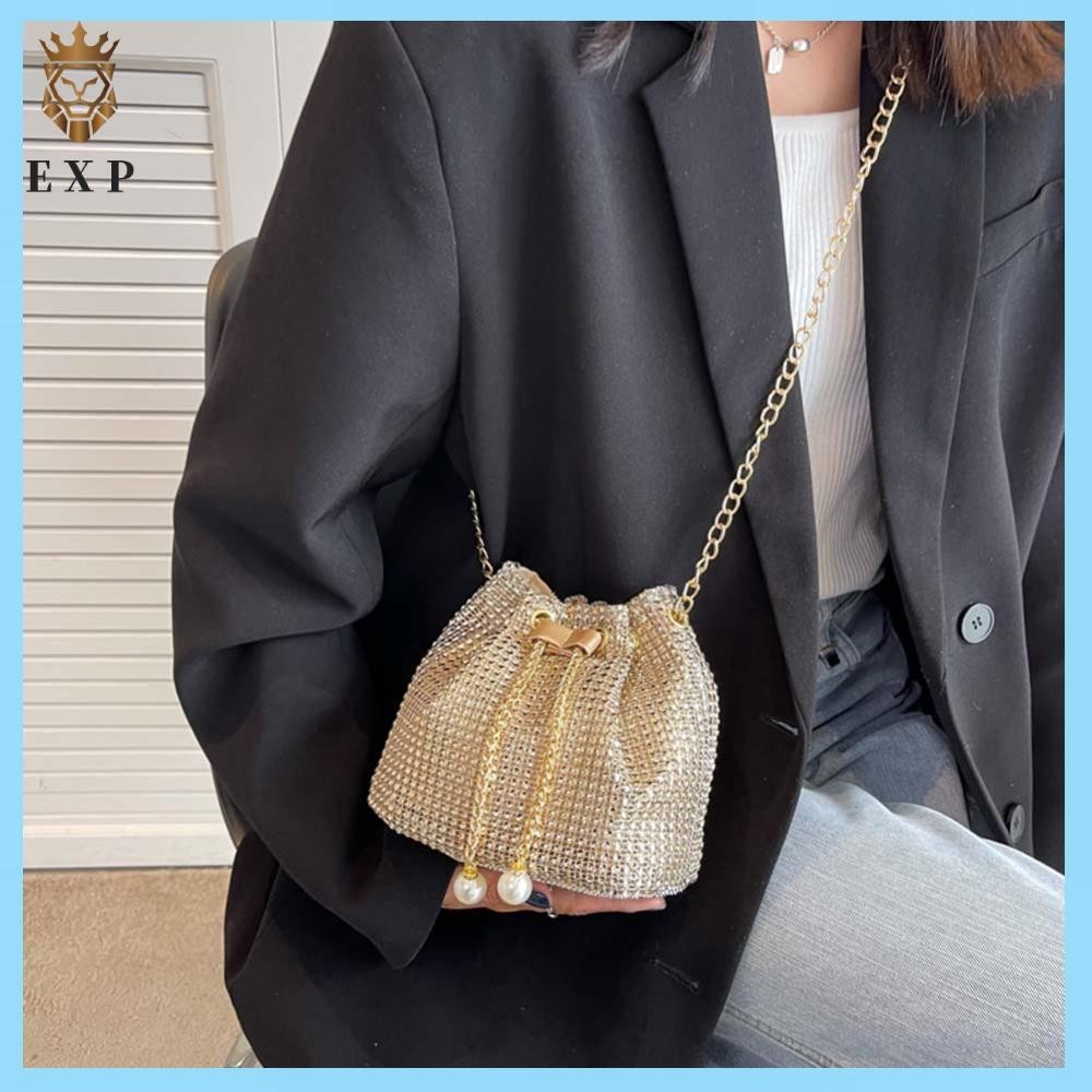 [explosion1.th] กระเป๋าทรงบักเก็ต ประดับพลอยเทียม วิบวับ แฟชั่น สําหรับผู้หญิง งานเลี้ยงอาหาร ...