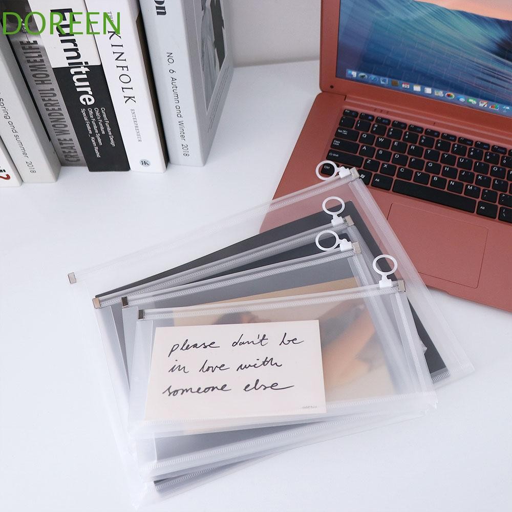 Doreen ที่ใส่แฟ้มสํานักงาน PVC โรงเรียนโต๊ะเก็บกระเป๋าซิปเครื่องเขียนโรงเรียน B5 A4 A5 A6 ขนาด ...