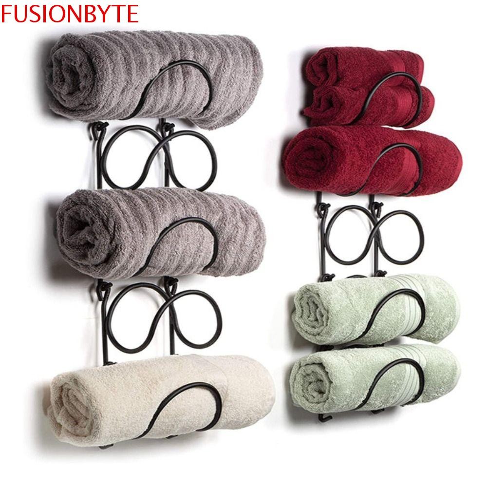 Fusionbyte ชั้นวางไวน์, ที่วางขวดไวน์เหล็ก 5 ชั้น, สีดํา/สีขาวอเนกประสงค์พร้อมชั้นวางผ้าขนหนูติด ...