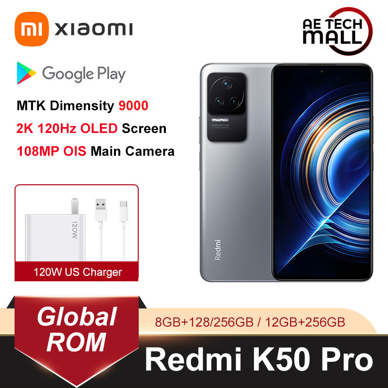 Xiaomi Redmi K50 Pro 5G ใช้ 90% ใหม่ Global ROM MTK Dimensity 9000 2K OLED หน้าจอตรง 120W Fast ...