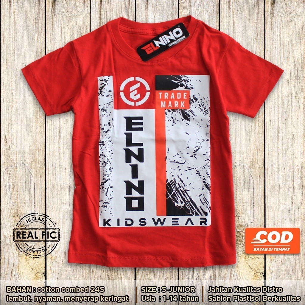 Katun Elnino RED KIDS ใส่เสื้อยืด DISTRO | Distro PLASTISOL COMBED T ...