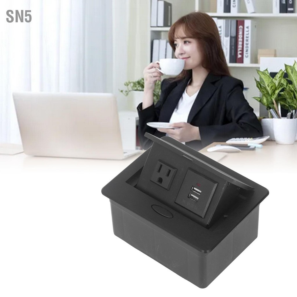 SN5 ซ็อกเก็ตเดสก์ท็อปแบบฝังที่มี 3 รู US Outlet พอร์ต USB คู่ปลั๊กรางปลั๊กไฟ AC110V 16A | Shopee ...