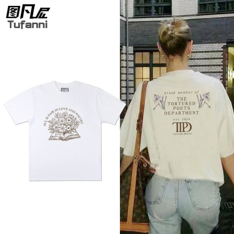 ใหม่ Taylor Swift TTPD The Eras Tour Concert Merch เสื้อยืดลําลอง ผ้า ...