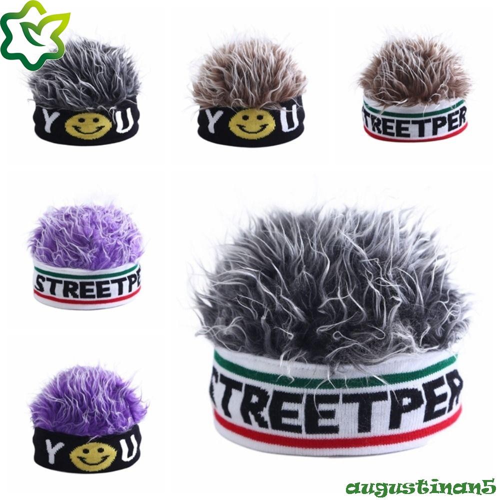 Augustinan Spiked หมวกผมปลอม, Retro Skullcap วิกผมสั้น Melon, กีฬาตลก ...
