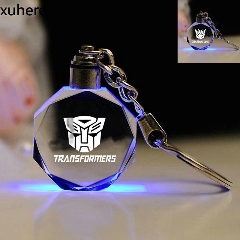 พวงกุญแจ Transformers LED K9 คริสตัล 7 สี Autobot Decepticons แหวนกุญแจ ...