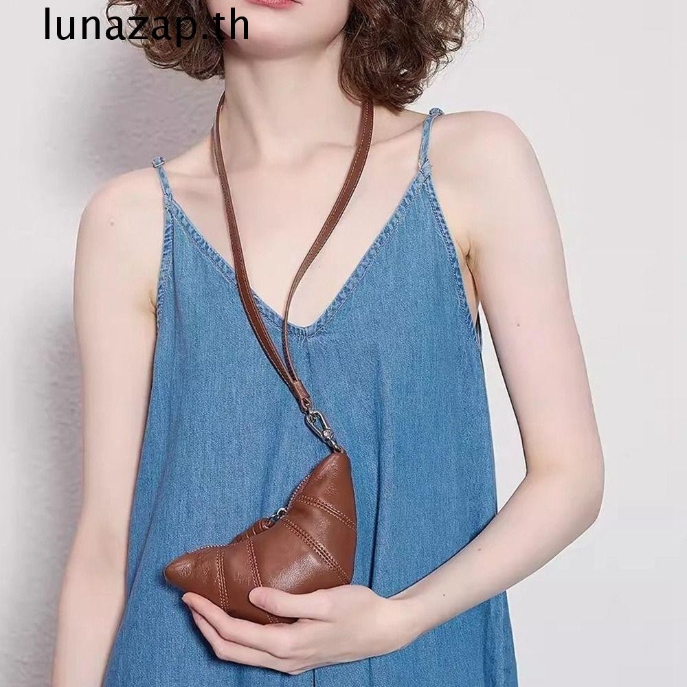 Lunazap กระเป๋าใส่เหรียญห้อยคอ,กระเป๋าสตางค์Silver PU Croissant Bag,Insกระเป๋าสีทึบลิปสติกหูฟัง ...