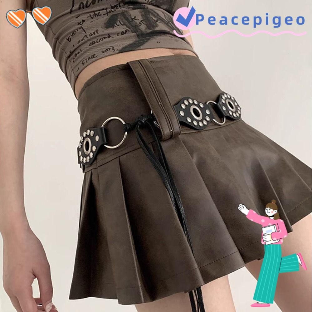 Peacepigeo เข็มขัดพังก์, เข็มขัดหนังหมุดอเนกประสงค์วินเทจ, สายรัดเอวดีไซน์หรูหรา | Shopee Thailand