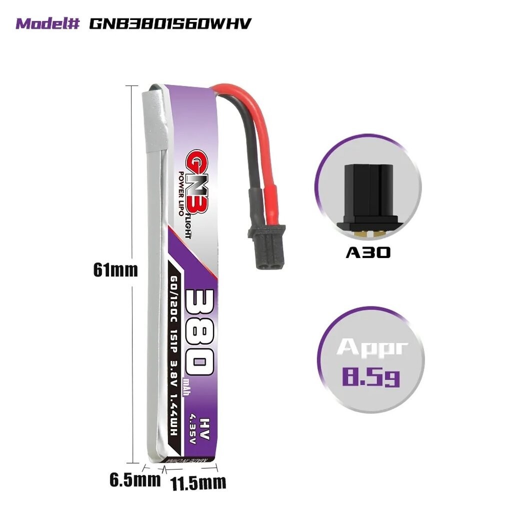 GNB 1s 300mah - 1100mah 60C XT30 PH2.0 GNB27 HV Gaoneng แบต LiPo ...