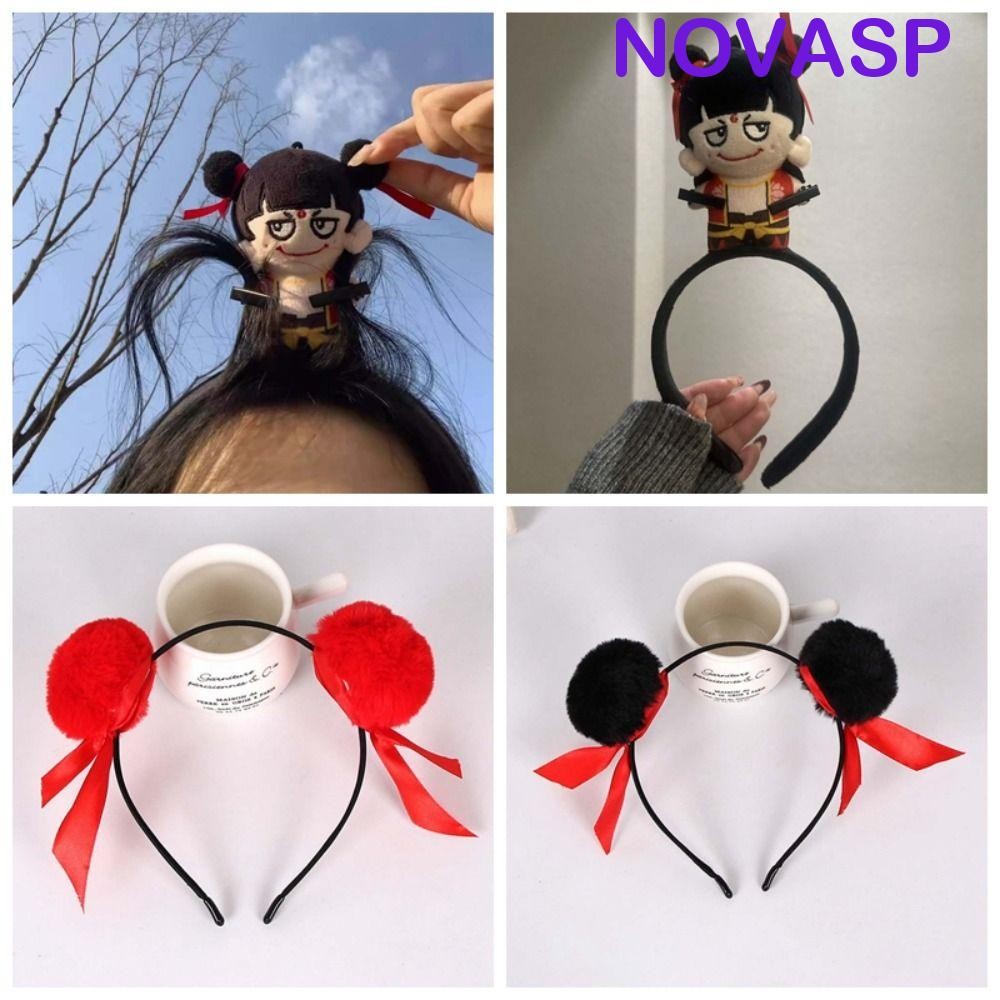 Novasp NeZha ผม Hoop, Kwaii ตุ๊กตาพลาสติกแถบคาดศีรษะ,ล้างหน้ากิ๊บ ...