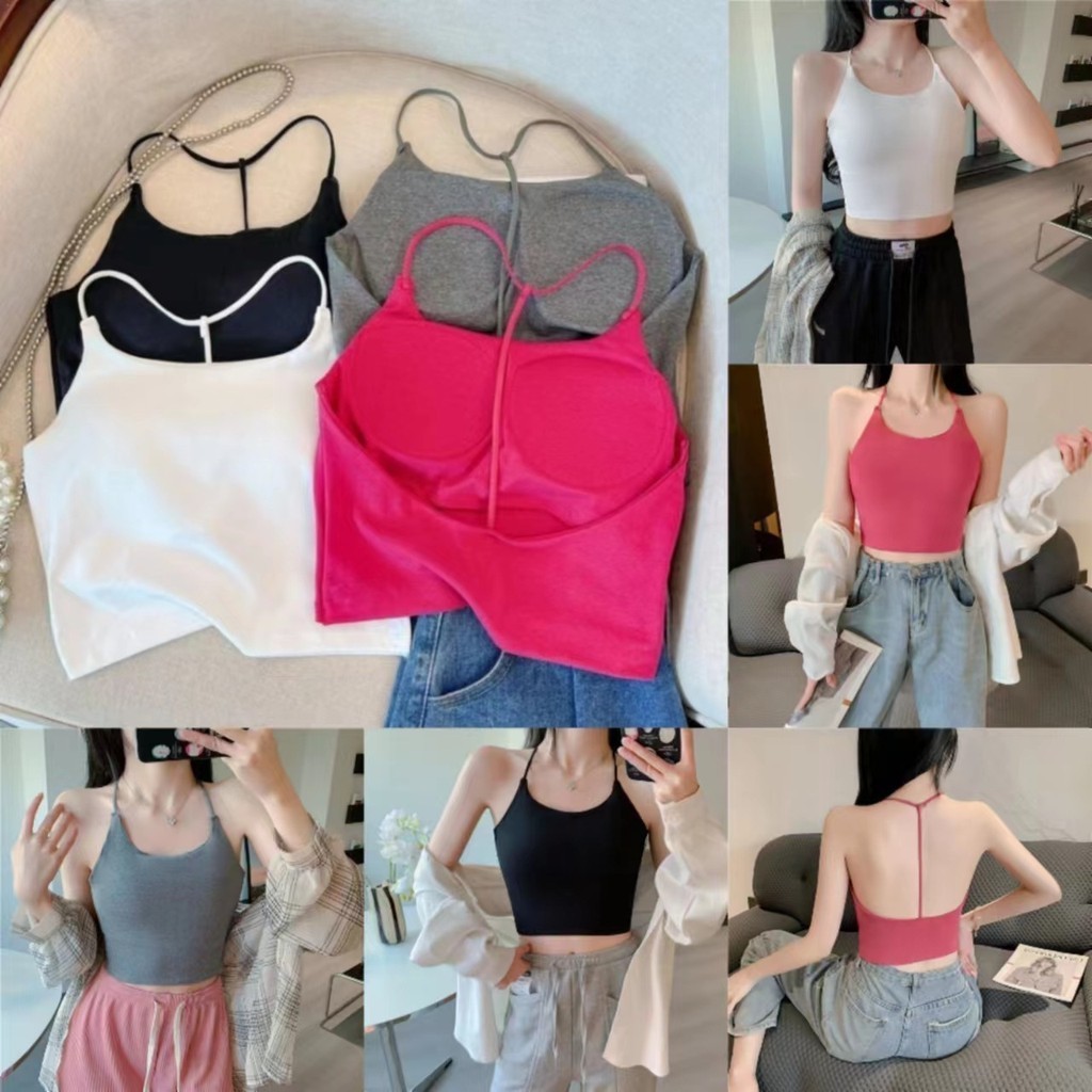 【WANG JIAO ZHAN】เสื้อกั๊กแฟชั่นสั้นคล้องคอเว้าหลังสุดเซ็กซี่【M9125 ...