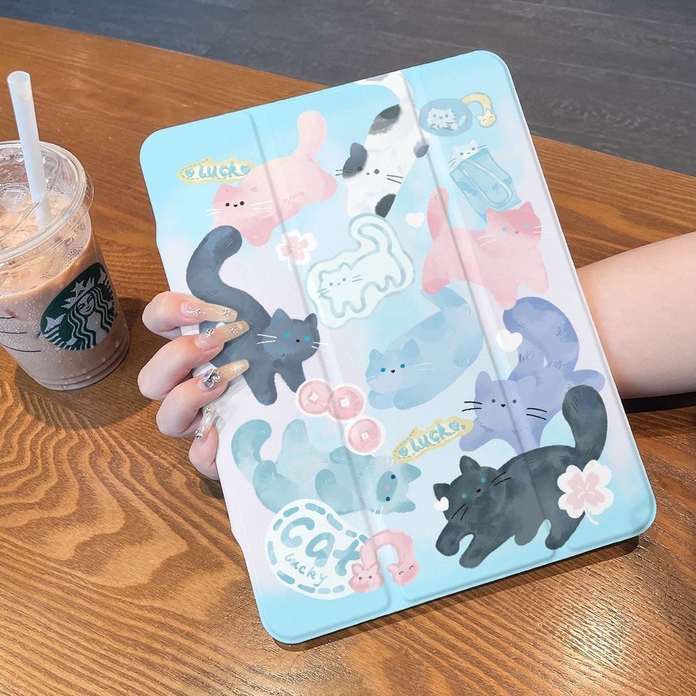 [iPad Air 5] เคสแท็บเล็ต ลายการ์ตูน Meow Meow Dream หมุนได้ 360 องศา ...
