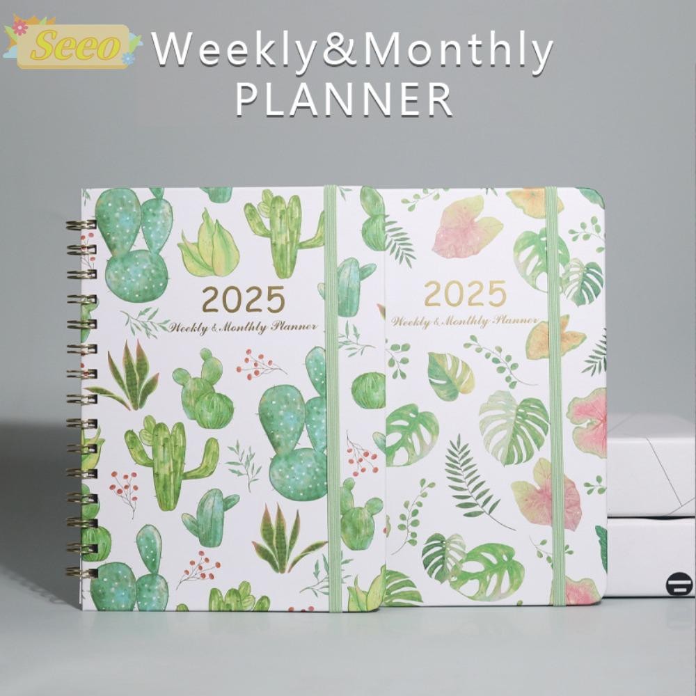 Seeo 2025 สมุดแพลนเนอร์ กระดาษ A5 สมุดบันทึกวางแผนรายวัน หนังสือวาระการ ...