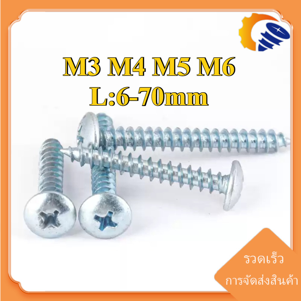 แตะตัวเองหัวแบนขนาดใหญ่ Zinc Cross แข็งตัว M3/M4/M5/M6 * L6-70mm [ZQ-DM] (Y19) | Shopee Thailand