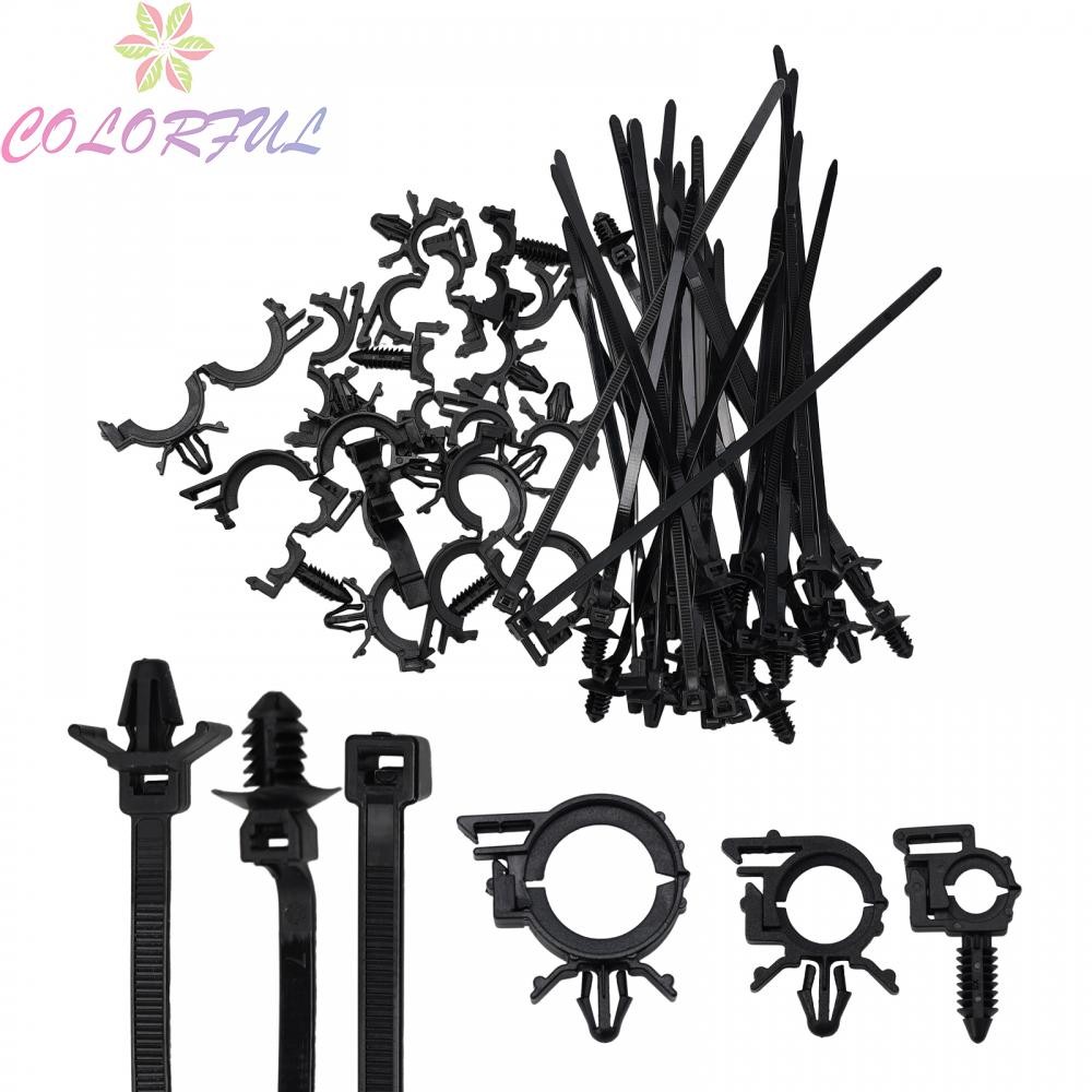 สะดวก 45 ชิ้น Push Mount Cable Zip Tie และ Wire Clip Bundle Universal ...