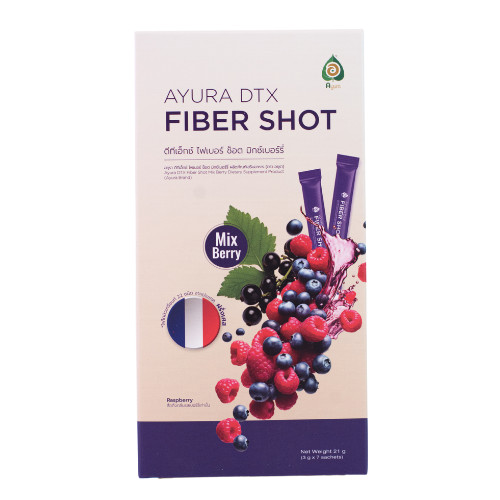 Ayura DTX Fiber Shot อยุรา ไฟเบอร์ช็อต มิกซ์เบอร์รี่ 7 sachets (7 ซอง/กล่อง) detox fiber ...