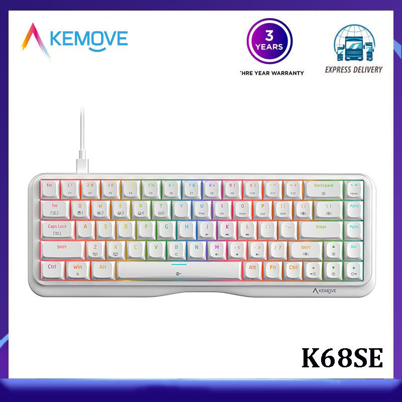 Kemove K68SE คีย์บอร์ดเล่นเกม แบบใช้สาย RGB 68 คีย์ หลากสีสัน | Shopee Thailand