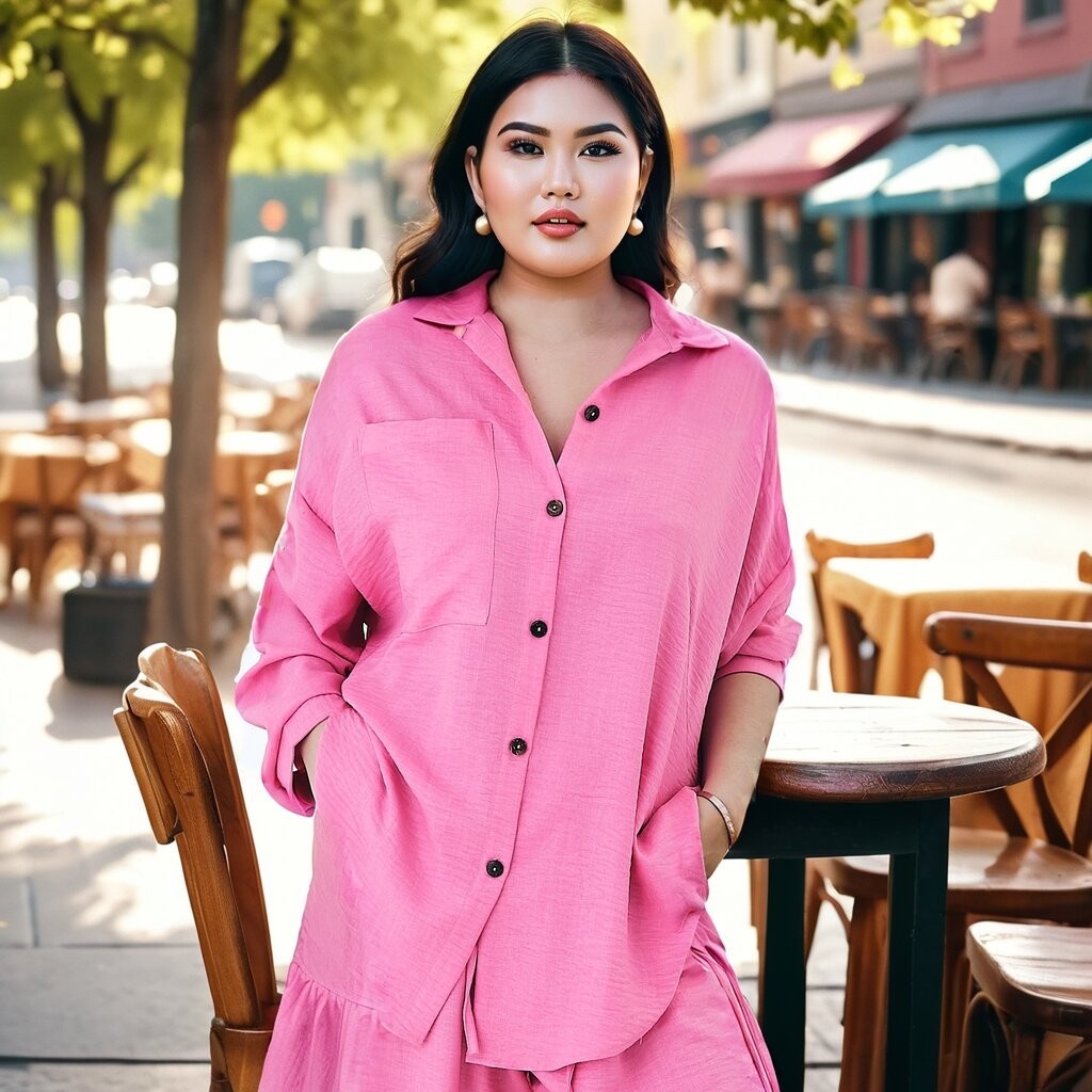 AL3008 Molly Shirt เสื้อเชิ้ททรงหลวม สาวอวบ Plus size Anna Lynn (อันนา ...