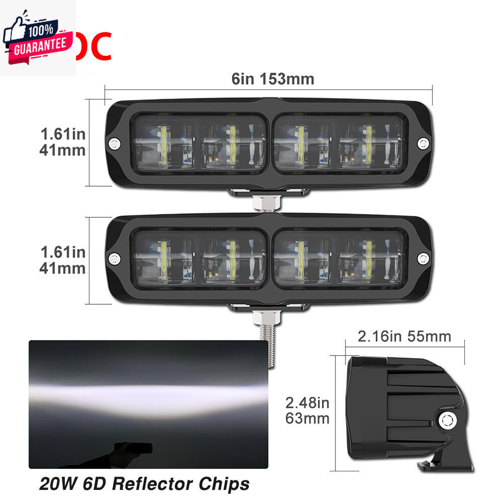 2PCS 6 inch LED Light Bar 6D 20W Driving Light Fog Lamp Work Light | Shopee Thailand