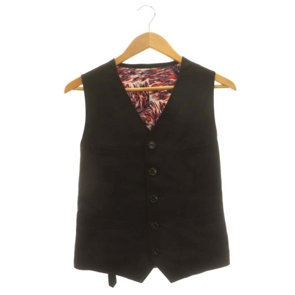 THE STYLIST JAPAN VEST GILET FRONT OPEN BACK FULL PATTERN WOOL XS ...