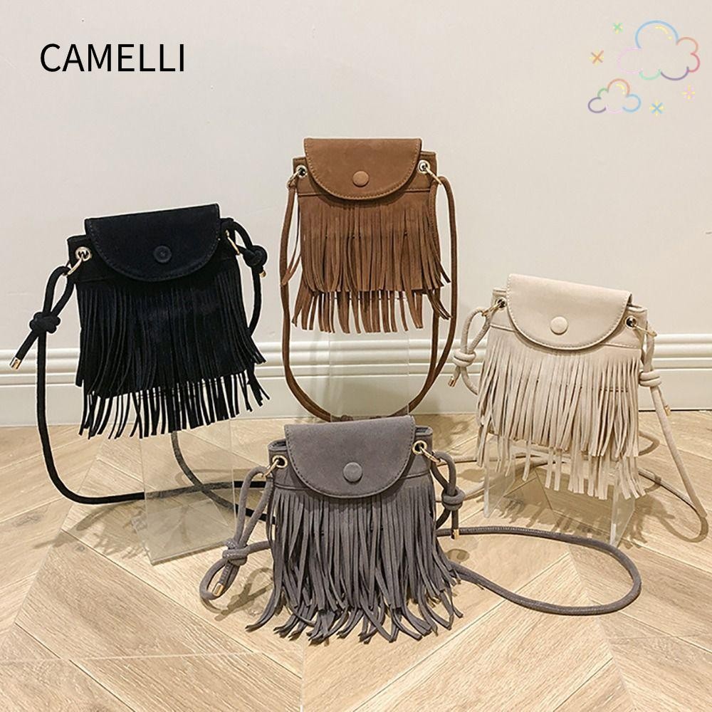 Camelli กระเป๋าสะพายไหล่, Packet Fringe Women Tote Bag, Travel Fashion ...