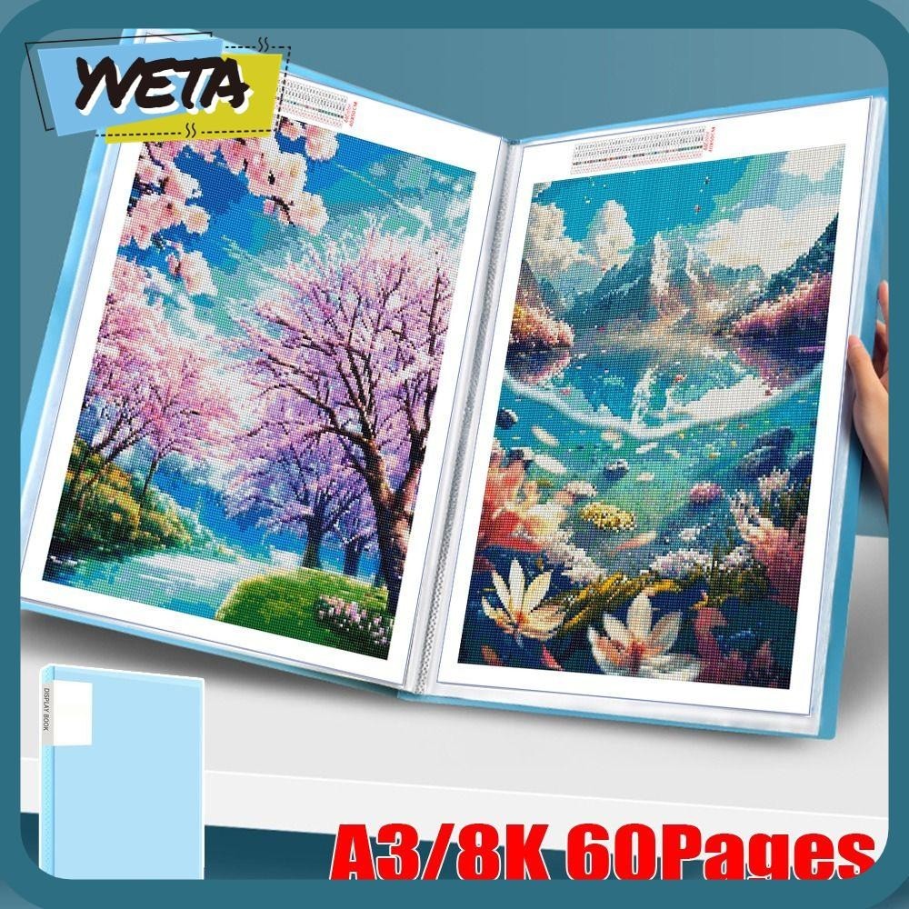 Yveta สมุดอัลบั้มรูปภาพ โฟลเดอร์ ขนาด A3 8K ทนทาน 60 หน้า สําหรับใส่เครื่องเขียน ใช้ในโรงเรียน ...