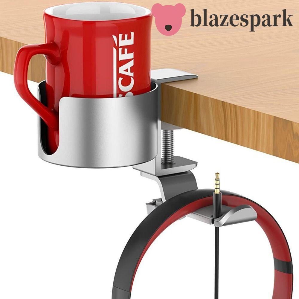 Blazespark ที่วางแก้วน้ําแบบตั้งโต๊ะ 2 in 1, ที่แขวนหูฟัง Anti-Spill ที่วางแก้วโต๊ะ Clamp, 360 ...