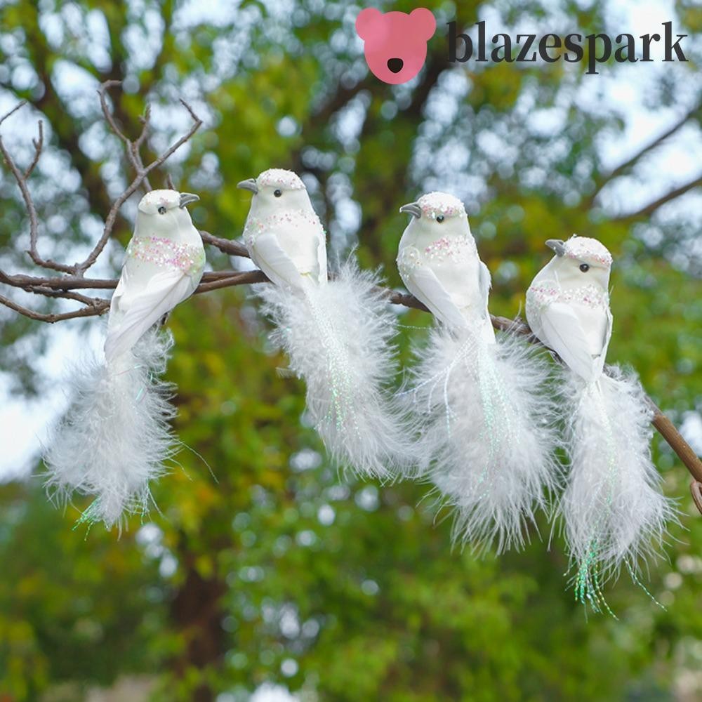 Blazespark 2 ชิ้นนกสีแดงประดิษฐ์, โฟม Glitter Feather เลียนแบบนก, ตกแต่งสวนน้ําหนักเบา Clip-On ...