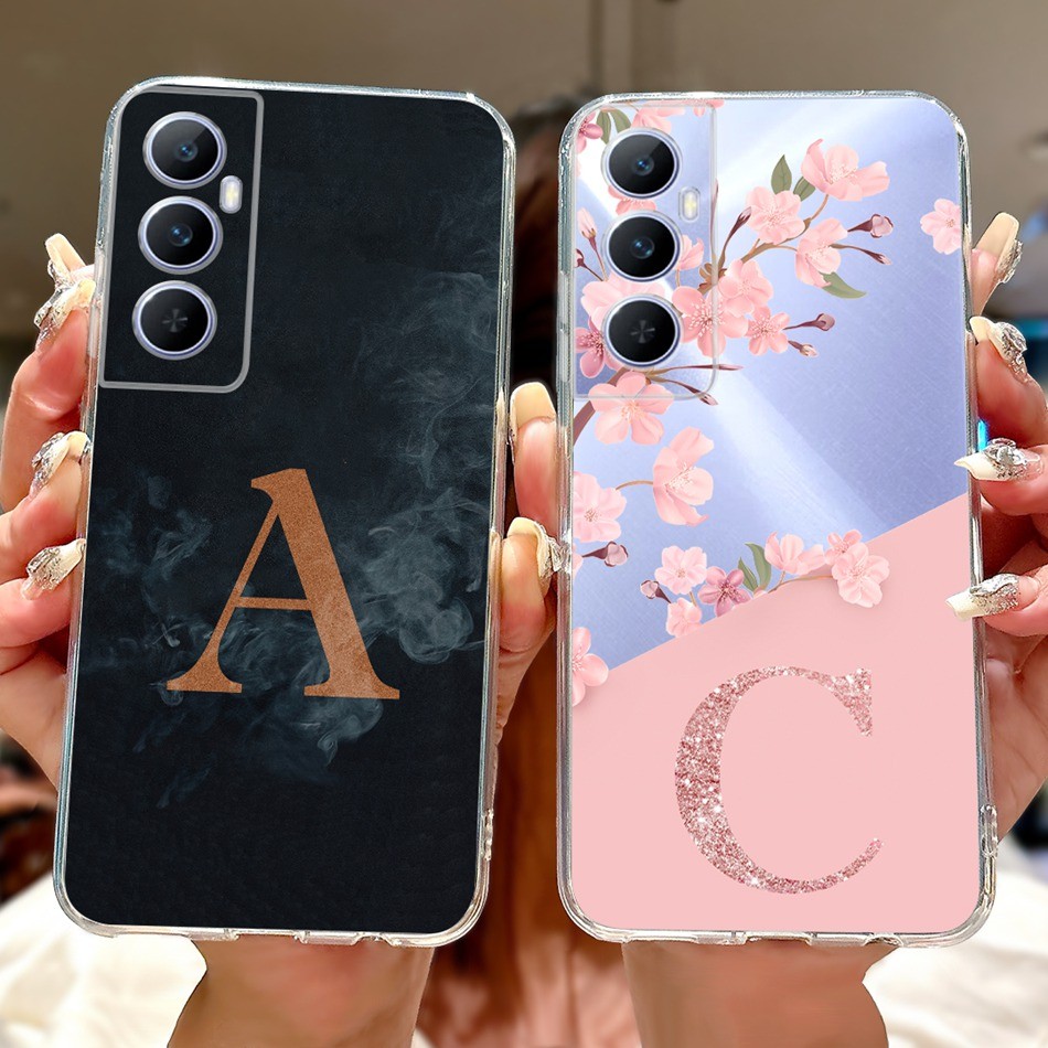 สําหรับrealme C65 RMX3910 ดอกไม้น่ารักตัวอักษรเริ่มต้นเคสโทรศัพท์ ...