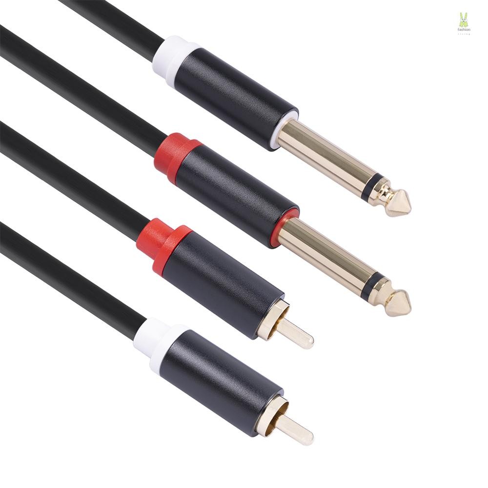 Dual 1/4 TS to Dual RCA Audio Interconnect Cable 26.35mm Male TS to 2 ...